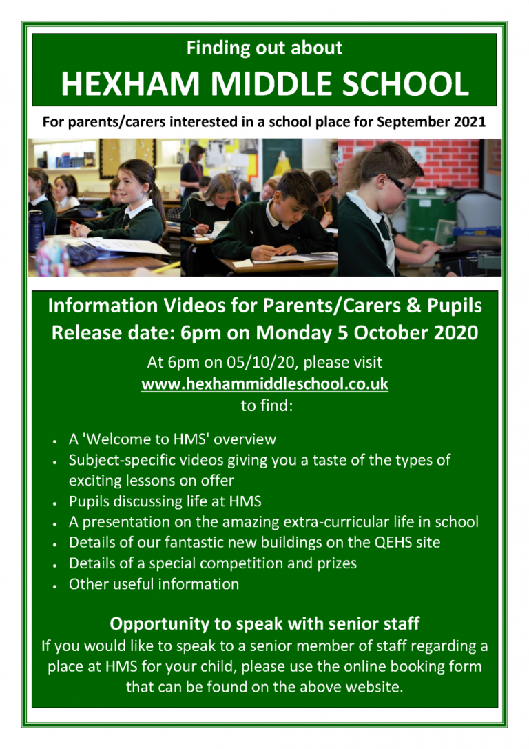 Virtual Open Evening – Hexham Middle School