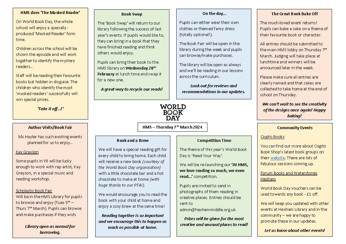 World Book Day 2024 – Hexham Middle School