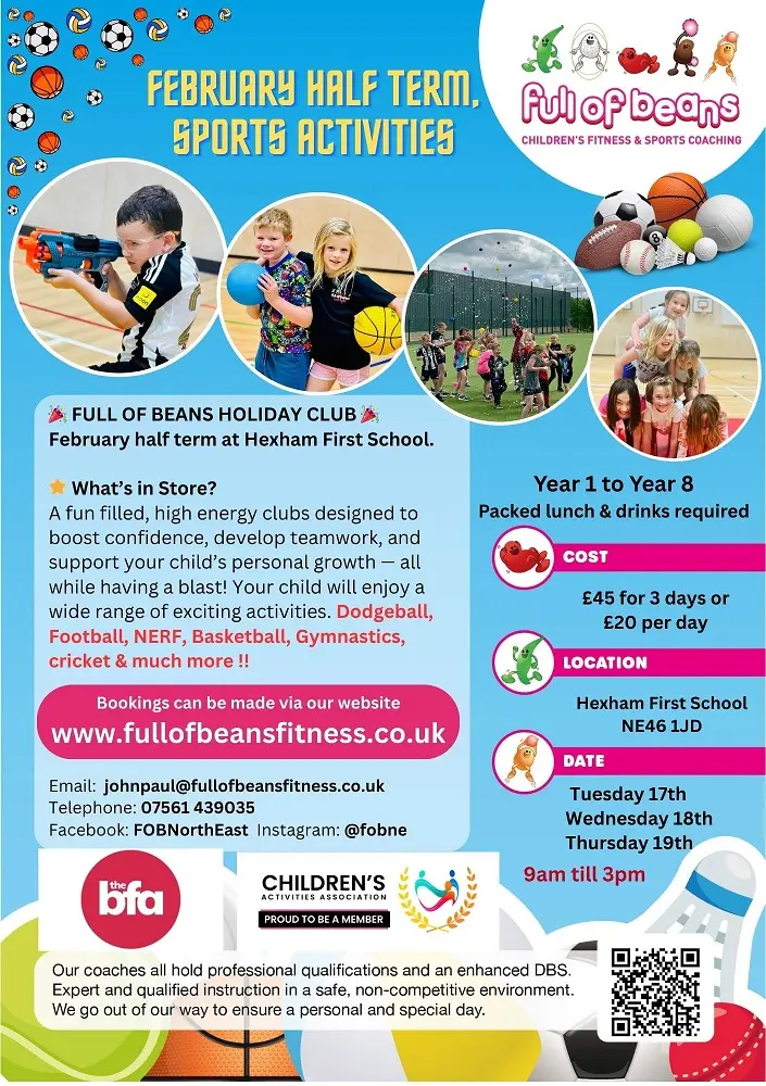 Half Term Activities – Full of Beans – Hexham Middle School